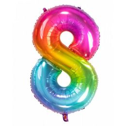 Horror-Shop Folienballon Regenbogen Zahlenballon Nummer 8 für Helium & Luft