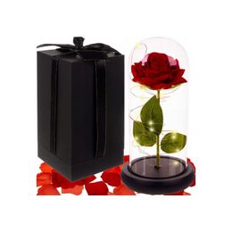MALATEC Papierrosette Rose im Glas mit Licht leuchtend und mit Geschenkbox Valentinstag