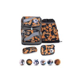 Belmil Rucksack Rucksack Smarty ergonomisches Schulranzen Set 5-t. Orange Camouflage