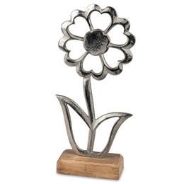 formano Dekofigur formano Dekoaufsteller Blume aus Aluminium & Mangoholz 25 cm
