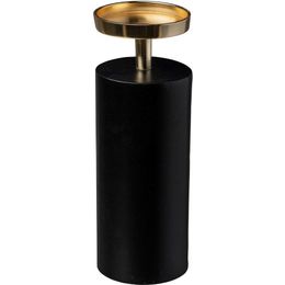 LEONIQUE Kerzenhalter Stumpenkerzenhalter Azlynn (1 St), aus Aluminium, mit goldfarbenen Akzenten, goldfarben|schwarz