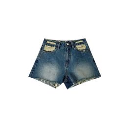 KIKI Jeansshorts Denim-Shorts Sommer-Damen-Retro-Hotpants mit rohem undniedriger Taille
