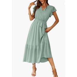 AFAZ New Trading UG Sommerkleid Kleid Damen Sommer Elegant V-Ausschnitt Kurzarm Sommerkleid (Sommer-V-Ausschnitt