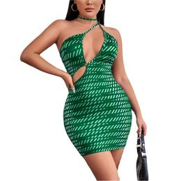 TZTA Trading UG A-Linien-Kleid Minikleid mit Neckholder und Farbblock für Damen (Avantgardistisches