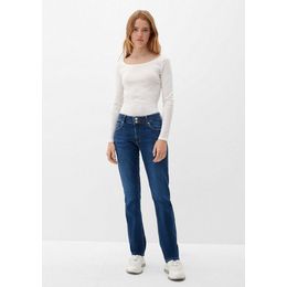 QS 5-Pocket-Jeans Jeans Catie / Slim Fit / Mid Rise / Straight Leg Waschung