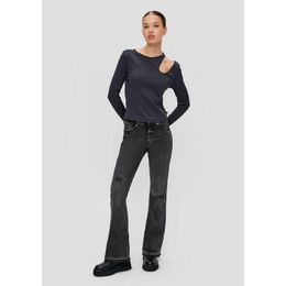 QS 5-Pocket-Jeans Jeans Reena / Slim Fit / High Rise / Flared Leg Waschung