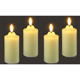 I.GE.A. LED-Kerze Batteriebetriebene LED-Kerzen aus Echtwachs, Ø ca. 5,5 cm (Set, 4-tlg), warmweißes Stimmungslicht, Stumpenkerze für den Adventskranz, weiß
