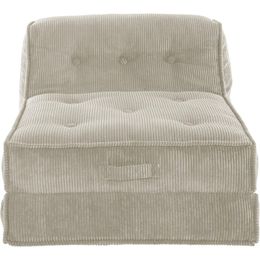Inosign Sessel Pia, Loungesessel aus Cord, in 2 Größen, mit Schlaffunktion, Pouf-Funktion., beige|grau
