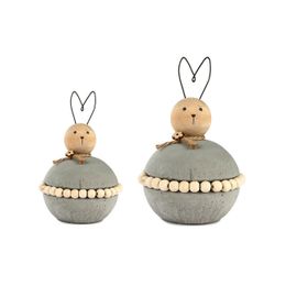 Macosa Home Osterhase Osterhase Beton mit Perlengürtel 12 oder 15 cm Dekohase rund (Dekoration Tischdeko