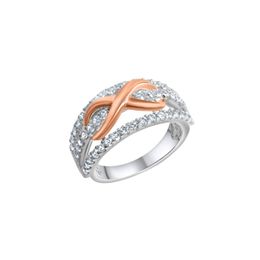 ZEEme Fingerring 925/- Sterling Silber 2-farbig Zirkonia, weiß