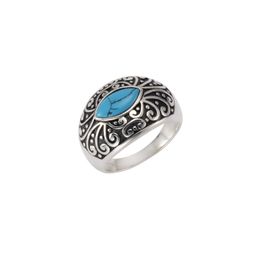 ZEEme Fingerring 925/- Sterling Silber oxidiert Türkis, weiß