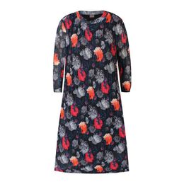 ZE-ZE Nordic Plisseekleid Plissee Kleid Blumenmuster Tango red allover Print