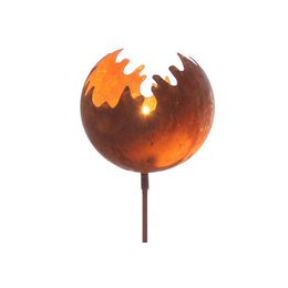 Spetebo Gartenstecker Metall Gartenstecker Naturrost Feuerball klein (1-St) Deko Windlicht mit Naturrost