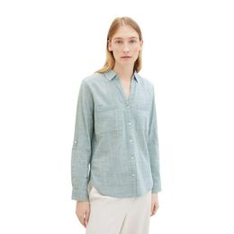 Tom Tailor Blusenshirt Langarm Hemd BLOUSE WITH SLUB STRUCTURE 5329 in Grün-2