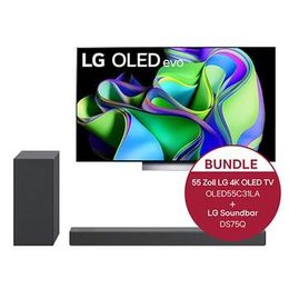 LG 55" 4K OLED evo TV C3 + 3.1.2 Dolby Atmos Soundbar mit 380 Watt OLED55C31LA.DS75Q Fernseher