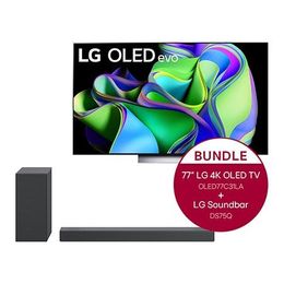 LG 77" LG 4K OLED evo TV C3 & 3.1.2 Dolby Atmos Soundbar mit 380 Watt OLED77C31LA.DS75Q Fernseher