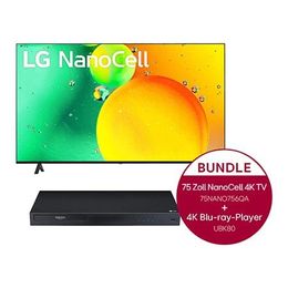 LG 75 Zoll LG NanoCell 4K TV Nano75 & 4K BlurayPlayer mit Dolby Atmos 75NANO756QA.UBK80 & Fernseher