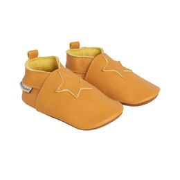 EN FANT - Glattleder-Krabbelschuhe STERN in inca gold, Gr.20