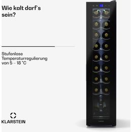 Klarstein Weinkühlschrank,1 Zone Getränkekühlschrank mit Glastür, Leiser Indoor/Outdoor Kühlschrank, 50L Flaschenkühlschrank Klein, Weinschrank für Getränke,