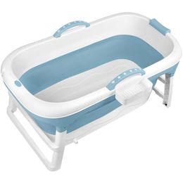 Faltbare Badewanne Erwachsene l Mobile Tragbare Badewanne Mit Abdeckung Massagerollen und Badewannenablage, BlauGrün (112 x 62 x 52 cm) Hengmei