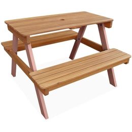 Picknicktisch aus Holz für Kinder, mit 2 Sitzplätzen - Rosa - Sweeek