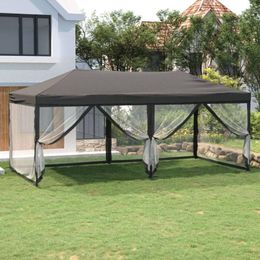 Partyzelt Faltbar, Gartenpavillon, Pavillon Pop-Up, Bierzelt UV-Schutz mit Seitenwänden Anthrazit 3x6 m KLI79944 MAISONCHIC