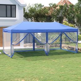 Partyzelt Faltbar, Gartenpavillon, Pavillon Pop-Up, Bierzelt UV-Schutz mit Seitenwänden Blau 3x6 m KLI43110 MAISONCHIC