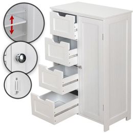 Miadomodo Badezimmerschrank - 4 Schubladen + Schranktür, Freistehend, Weiß, mdf, Verstellbare Regalebenen, 55 x 30 x 82 cm - Badmöbel, Badschrank,