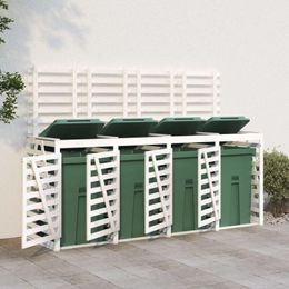 Mülltonnenbox für 4 Tonnen Weiß Massivholz - Weiß - Prolenta Premium