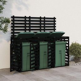 Mülltonnenbox für 3 Tonnen Schwarz Massivholz - Schwarz - Prolenta Premium