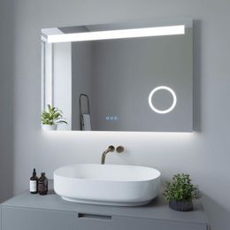 Badspiegel mit led Beleuchtung 100x70 cm Badezimmerspiegel mit 3-Fach Vergrößerung Kosmetikspiegel Touch Lichtspiegel Wandspiegel Rasierspiegel