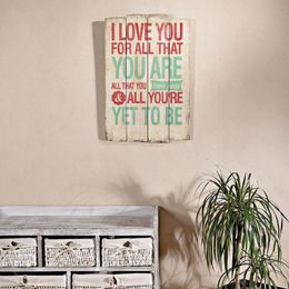 Mucola Wandbild Wanddekoration Holzbild Wand Bild Holzschild 60cm Love used look Retro