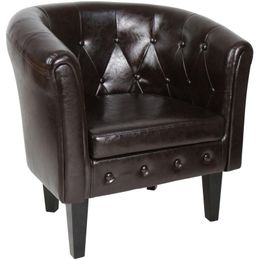 Miadomodo Chesterfield Sessel - aus Holz und Kunstleder, mit Kupfernieten und Rautenmuster, Braun, 2er - Loungesessel, Clubsessel, Armsessel, Cocktailsessel,