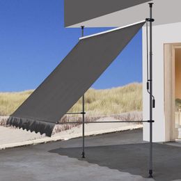 Klemmmarkise 300 x130cm Grau Balkonmarkise Sonnenschutz Terrassenüberdachung Höhenverstellbar von 200-290cm Markise Balkon ohne Bohren