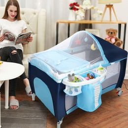 Kinderreisebett Reisebett Klappbett baby Kinderbett Babybett Baby Klappbett faltbar mit Tragetasche Blau - Goplus