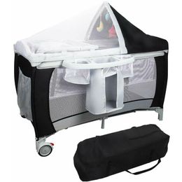 Kinderreisebett Reisebett Klappbett baby Kinderbett Babybett Baby Klappbett faltbar mit Tragetasche (Schwarz) - Goplus