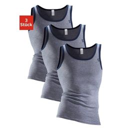 CLIPPER EXCLUSIVe Unterhemd Tanktop für Herren (3-St) modische Optik: Jeans meliert, tolle Baumwoll-Qualität, blau