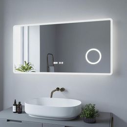 Led Badspiegel mit Beleuchtung Touch Sensor Wandspiegel Lichtspiegel Badezimmerspiegel 120x60cm Kosmetikspiegel mit Digital Uhr Dimmbar