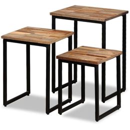 Bonnevie - Couchtisch-Set 3er,Satztisch Moderner - Sofatisch Recyceltes Massivholz Teak -FV77306 - Braun