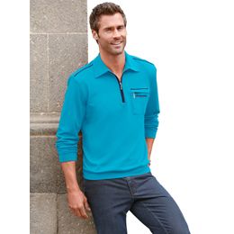 Poloshirt "Langarm-Poloshirt" Gr. 48/50, blau (türkis) Herren Shirts Langarm