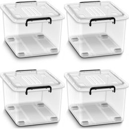 tillvex - Aufbewahrungsboxen mit Deckel 4er Set - 13L, lebensmittelecht Kunststoff Boxen Set stapelbar Aufbewahrung Ordnungssystem Box groß