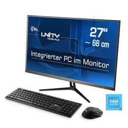 CSL All-in-One PC "Unity F27-ALS N200 Windows 11" Computer Gr. Microsoft Windows 11 Pro (64 Bit), 8 GB RAM 256 GB SSD, schwarz All in One PC