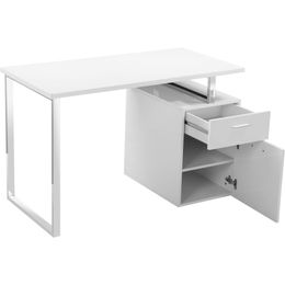 Schreibtisch Places of Style "FJUS, Hochglanz-Optik, mit Metallkufe, 1 Schublade und Tür" Tische Gr. H/T: 76 cm x 60 cm, weiß (weiß, weiß) Schreibtische