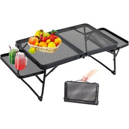 Tragbarer Klapp-Campingtisch, Metallgitter-Picknicktisch, Leichter Grilltisch mit 2 Flügelplatten, Outdoor-Tisch für Camping, Picknick, Terrasse,