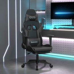 Bonnevie - Gaming-Stuhl Bürodrehstuhl mit Massage & Fußstütze - Schreibtischstuhl ergonomischer Schwarz & Grau Kunstleder BV251078