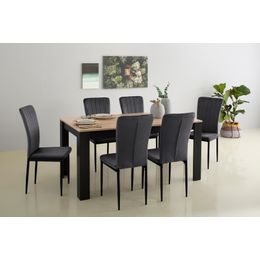 Essgruppe Home Affaire "Bergamo" Sitzmöbel-Sets Gr. B/H/T: 160 cm x 75 cm x 88,5 cm, Samt, grau (grau, grau, schwarz) Essgruppen