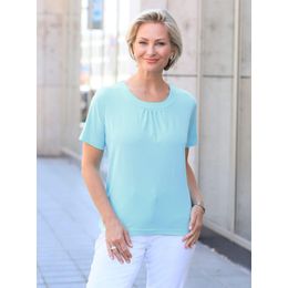 Kurzarmshirt "Shirt" Gr. 54, blau (aquamarin, aquamarin, weiß, bedruckt) Damen Shirts Jersey