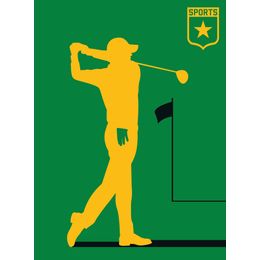 Livingwalls LIVING WALLS Fototapete "ARTist Golfplayer" Tapeten Gr. B/L: 2 m x 2,7 m, bunt (gelb, grün, schwarz) Fototapeten Kunst