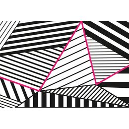 ARCHITECTS PAPER Fototapete "Atelier 47 Stripes" Tapeten Gr. B/L: 4 m x 2,7 m, pink (pink, schwarz, weiß) Fototapeten 3D