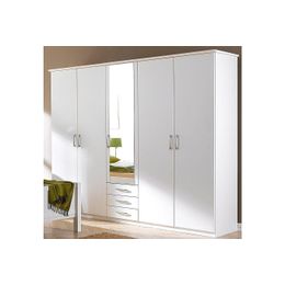 Kleiderschrank Priess "Husum" Schränke Gr. B/H/T: 231 cm x 196 cm x 57 cm, mit Schubkästen, 5 St., weiß Kleiderschränke